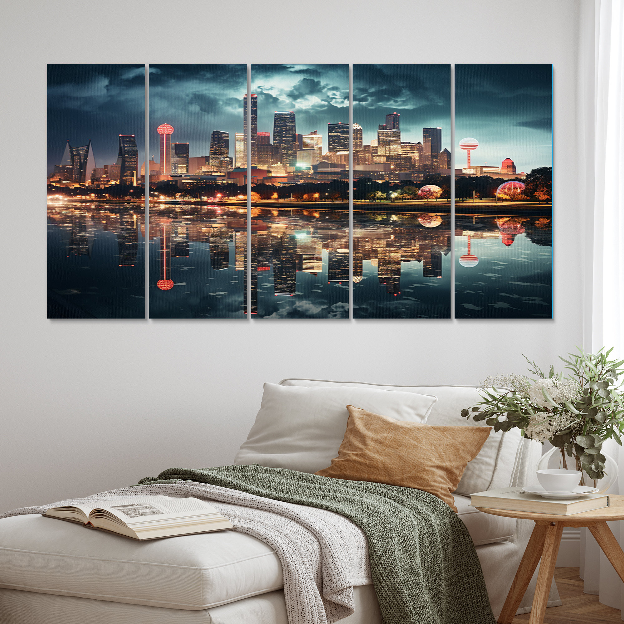 Ebern Designs Dallas Beautiful Cityscape Spot I On Canvas 5 Pieces Print | Wayfair